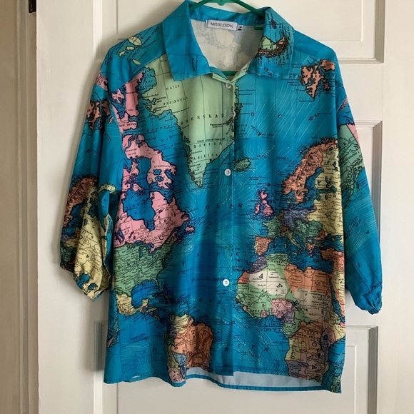 mislook | Tops | Mislook World Map Shirt | Poshmark